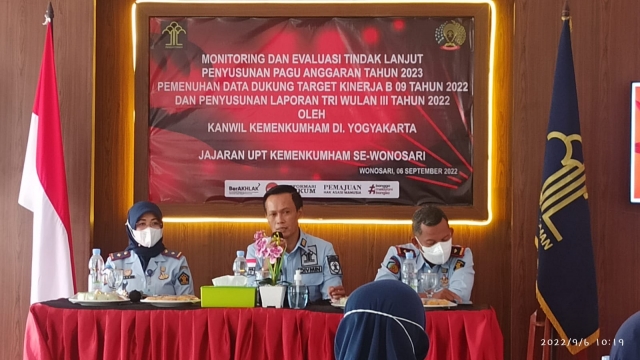 Kemenkumham DIY Monev di UPT Wonosari, Perkuat Rencana Kerja dan Pagu Anggaran 2023